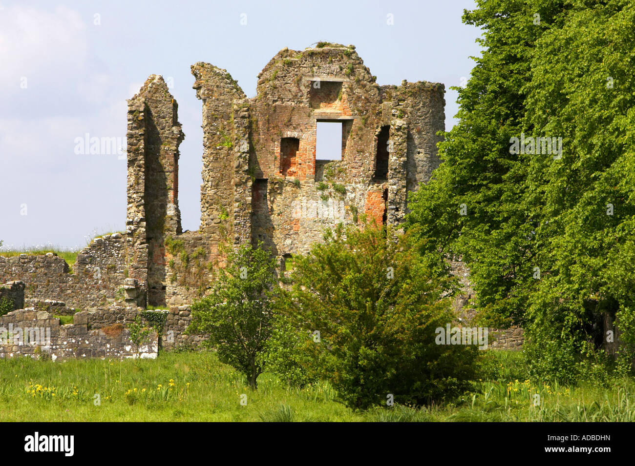 close up of the ruins of the original plantation crom castle on the ...