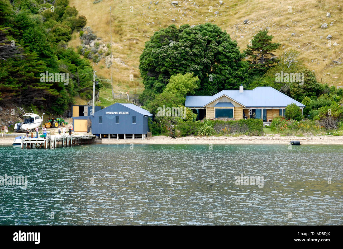 Forsythe Island homestead Pelorus Sound South Island New Zealand Stock ...