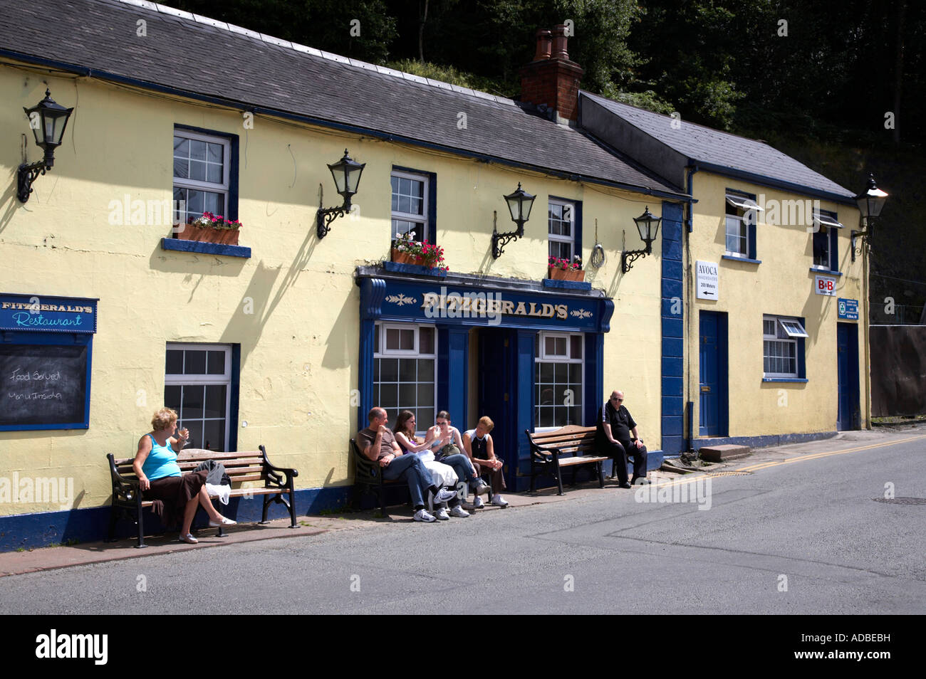 tourists outside fitzgeralds pub in the village of avoca from the tv ...