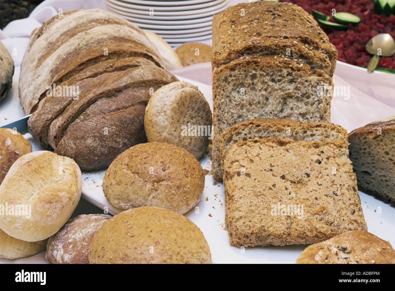 Selection of breads on a table Stock Photo - Alamy