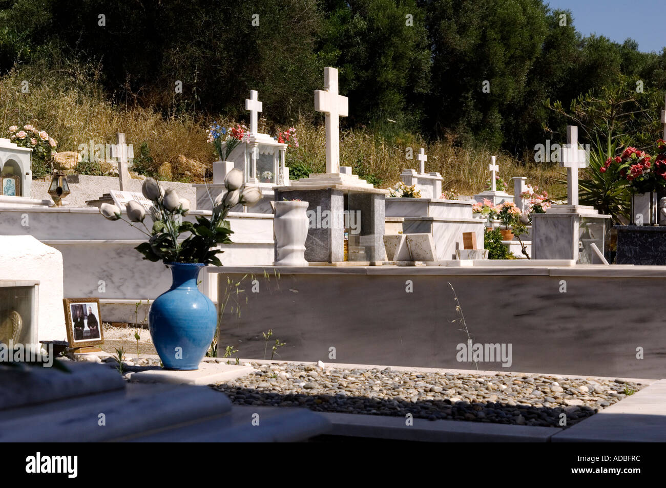 Headstones in cemetary Crete Greece Stock Photo - Alamy