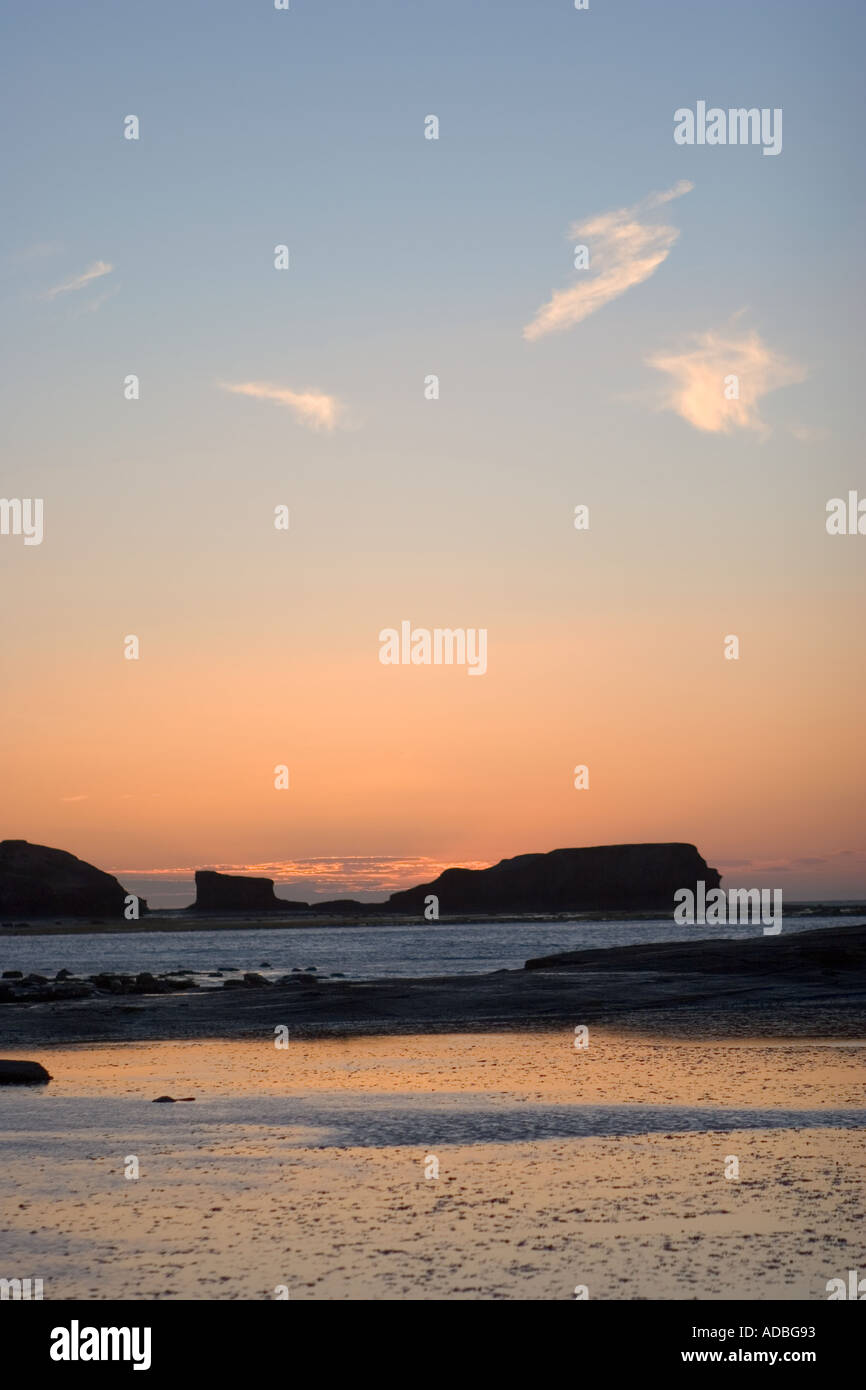 Sunset Runswick Bay North Yorkshire Coast England silhouette Stock ...