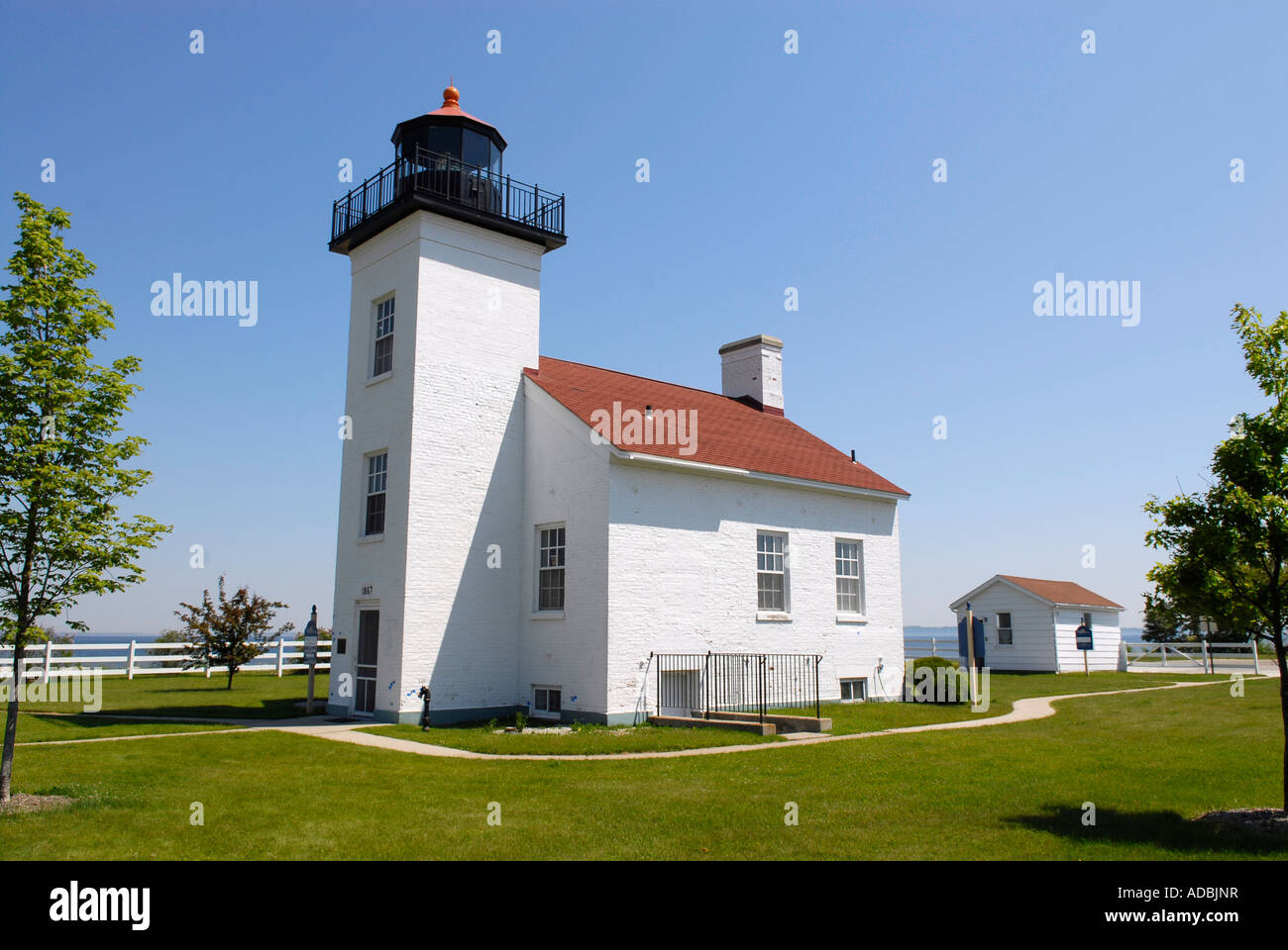 The Sand Point Lighthouse 1868 1938 at Escanaba upper peninsula ...