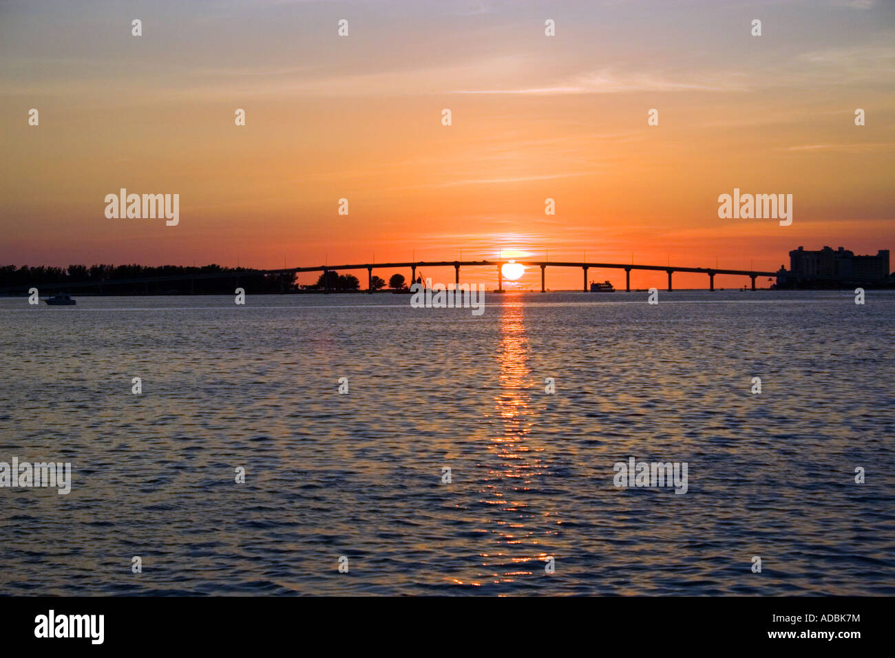 Florida Sunset with the Sand Key Bridge in Clearwater Beach USA Stock ...
