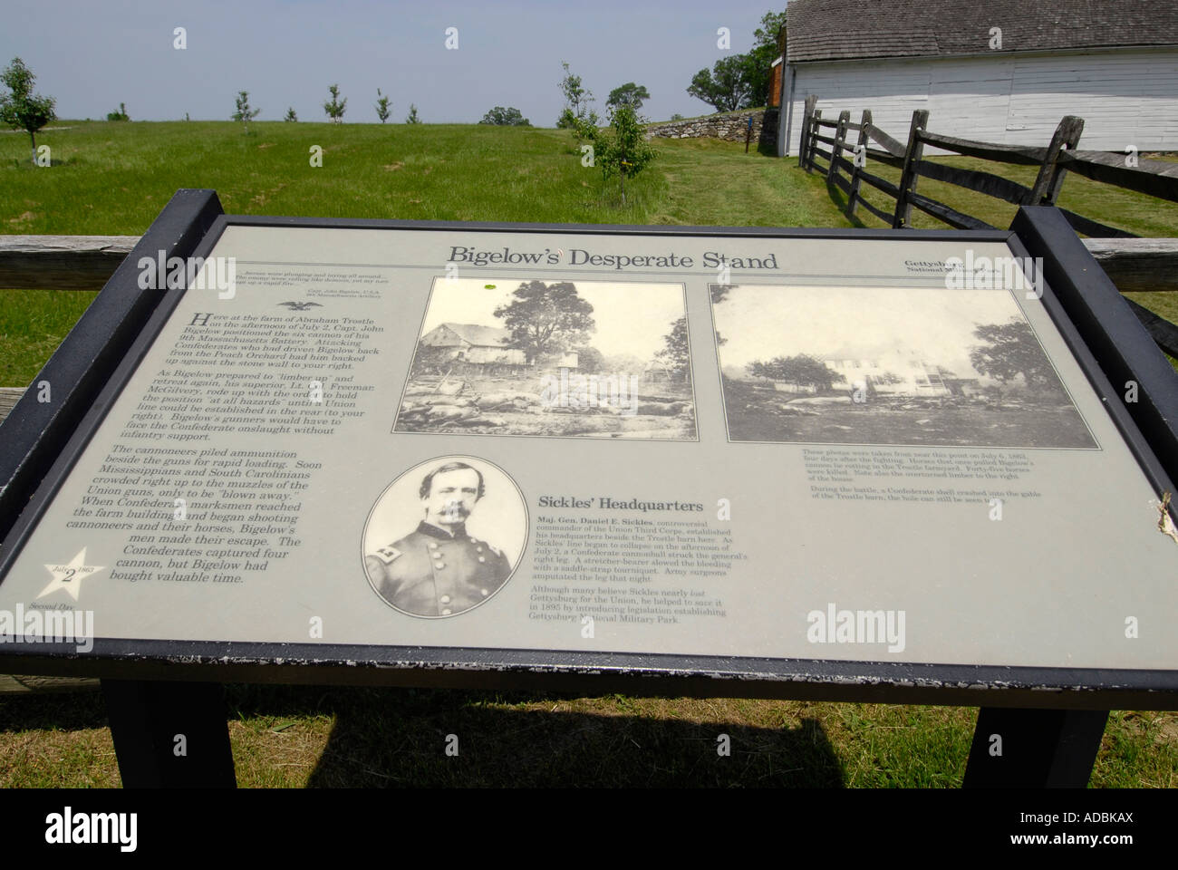 Site of Bigelows Desperate Stand at Gen Sickles headquarters Stock ...