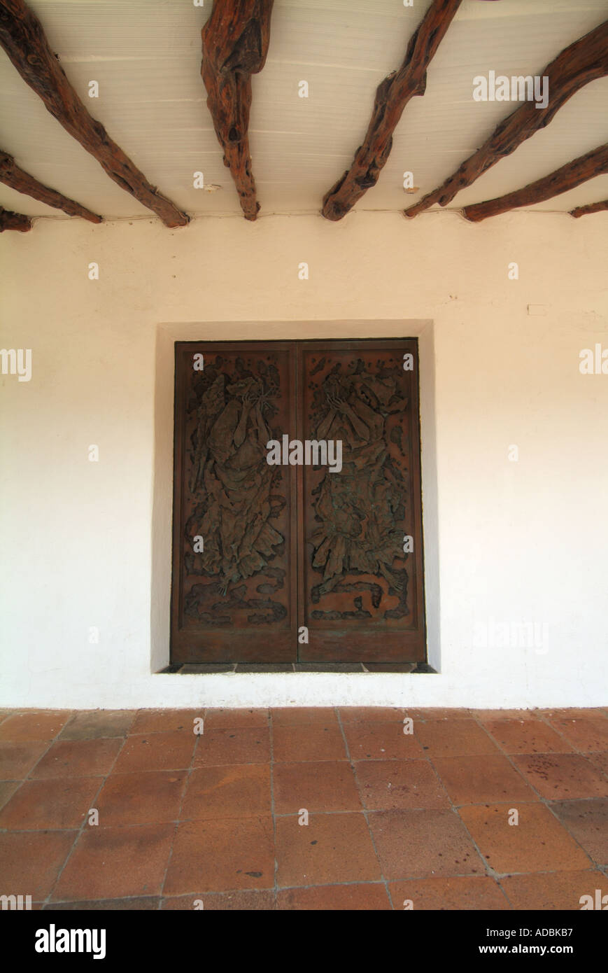 Porto Cervo Stella Maris white church close up of bronze doors by ...