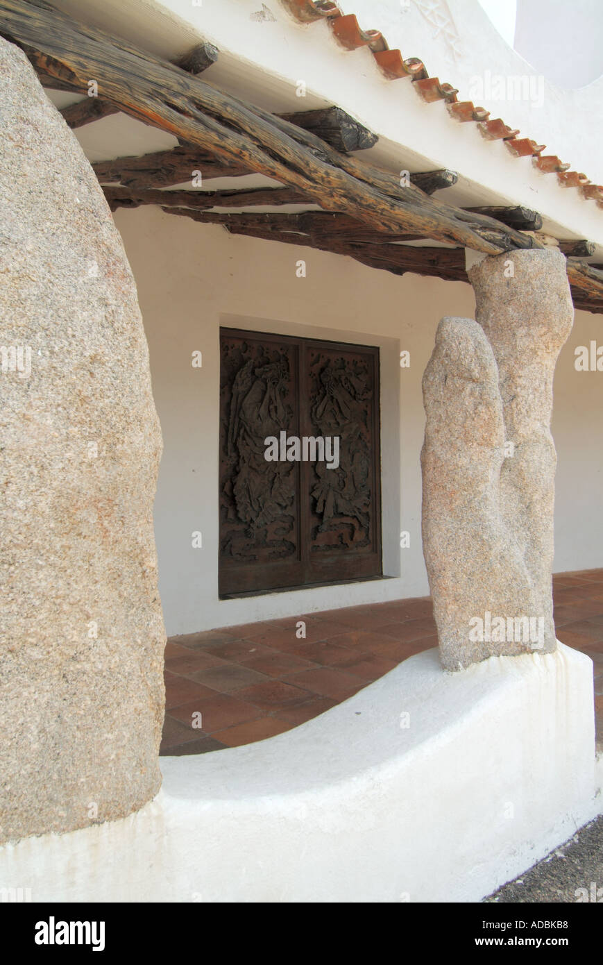 Porto Cervo Stella Maris white church close up of bronze doors by ...