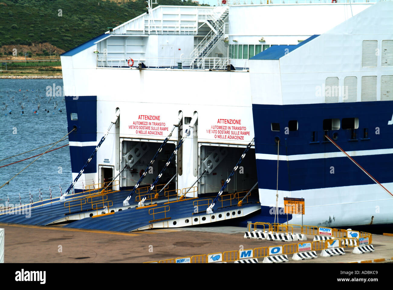 Olbia Sardina port close up typical stern loading door ramp for a roll ...