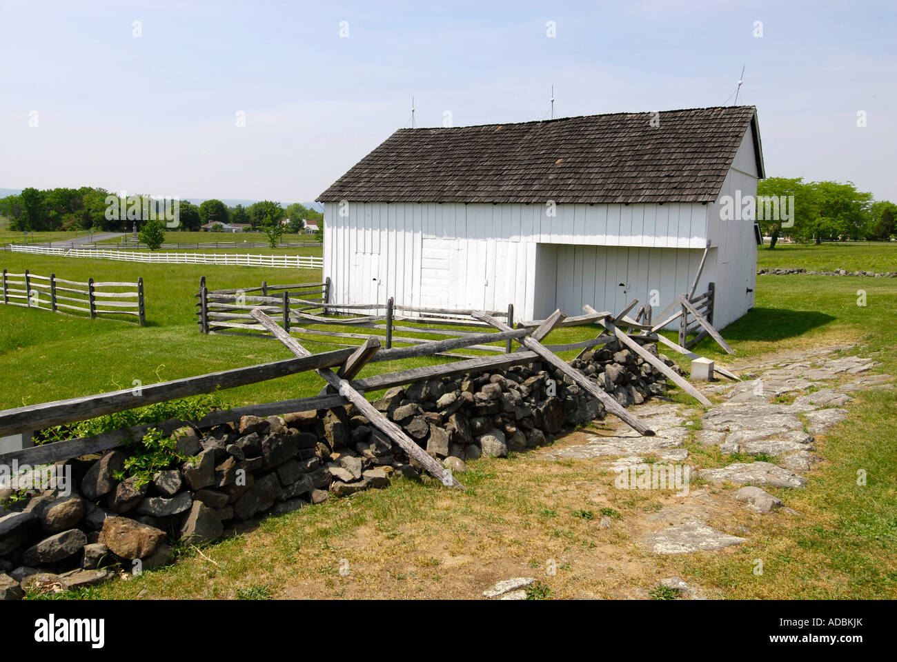 Historic Brian Barn and house on the Battlefield at the Gettysburg ...