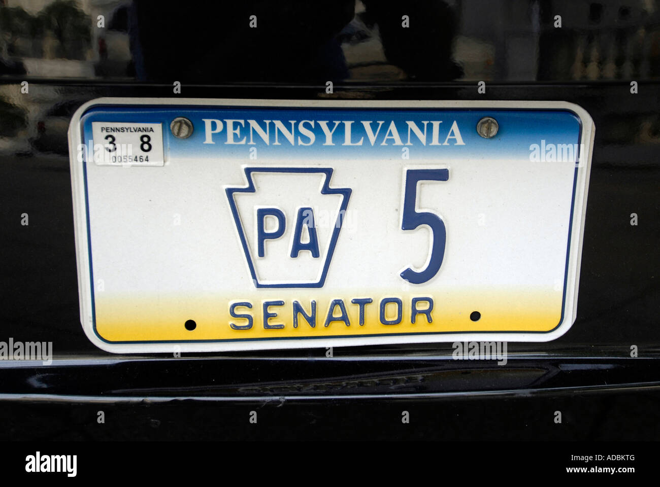 Senator license plate at the capitol building at Harrisburg ...