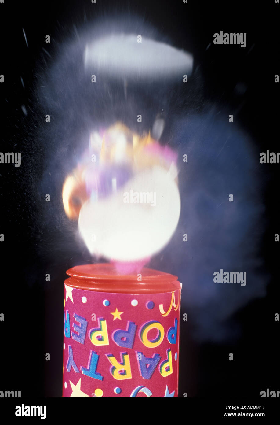 A Party Popper Exploding photographed using high speed flash technique ...