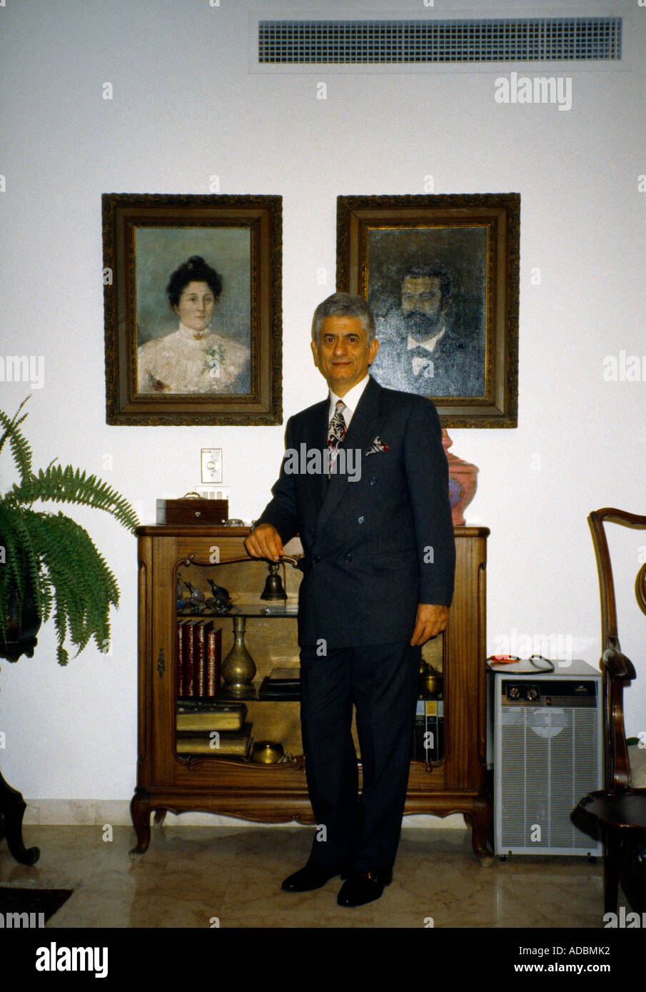 Beirut Lebanon Portrait of Man at Home with Ancestors on Wall Stock ...