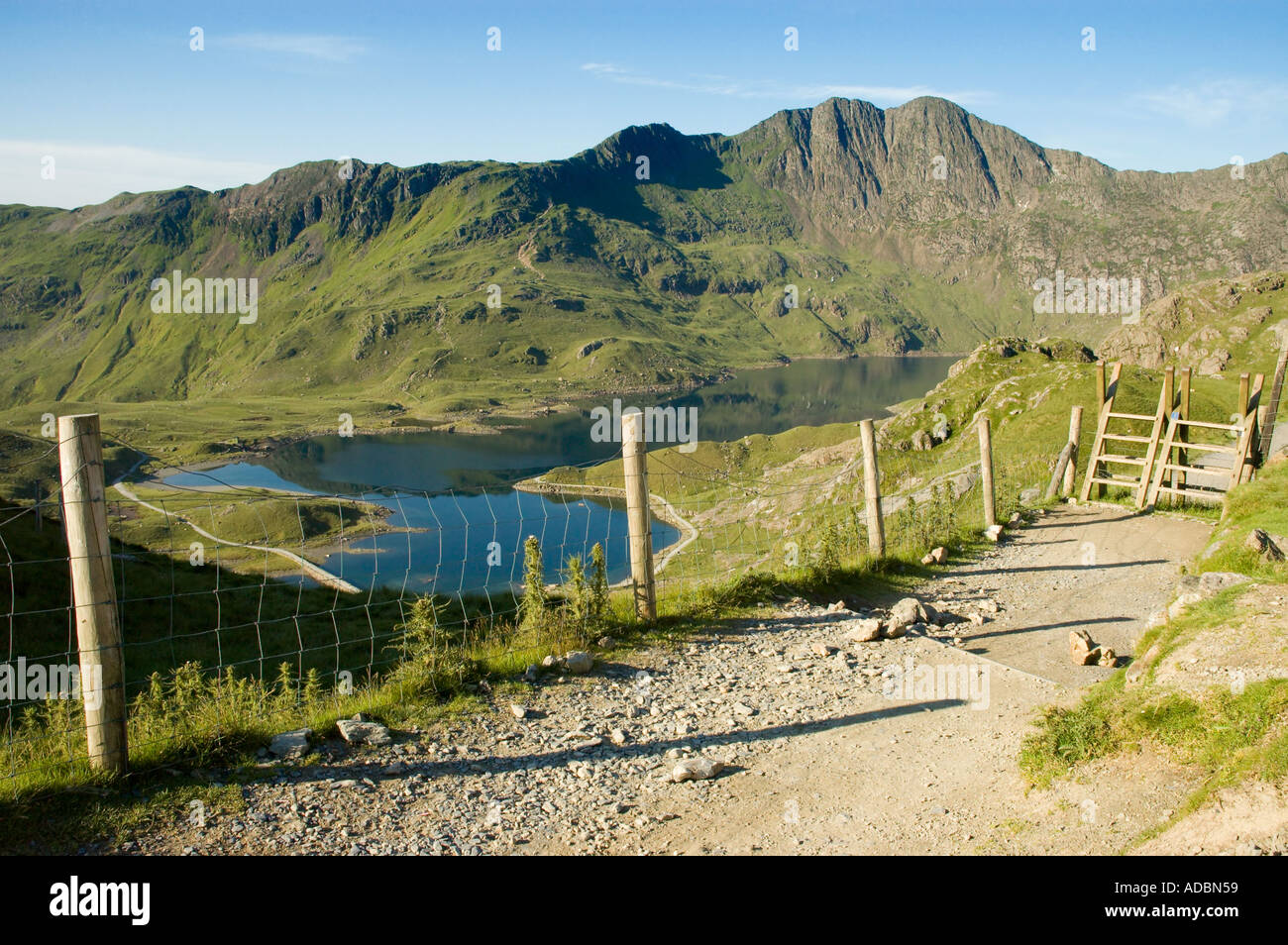 Lake Llyn Llydaw from the Pyg Track Mount Snowdon Wales UK Stock Photo ...