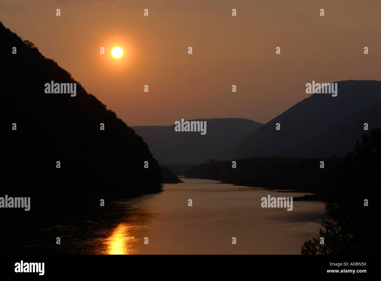 Sunset on the Susquehanna River at Hyner View State Park at Hyner ...