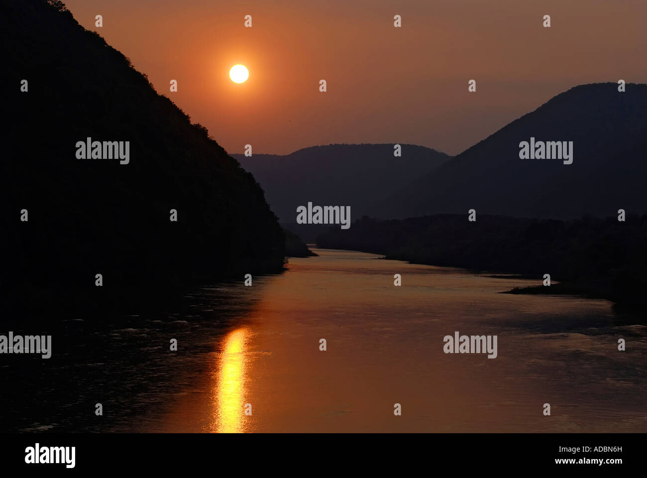 Sunset on the Susquehanna River at Hyner View State Park at Hyner ...