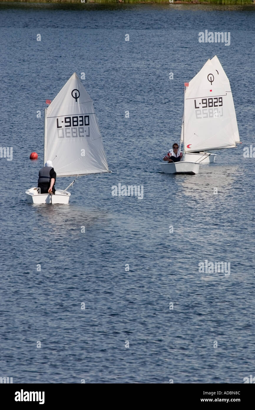 optimist sailing dinghies Stock Photo - Alamy