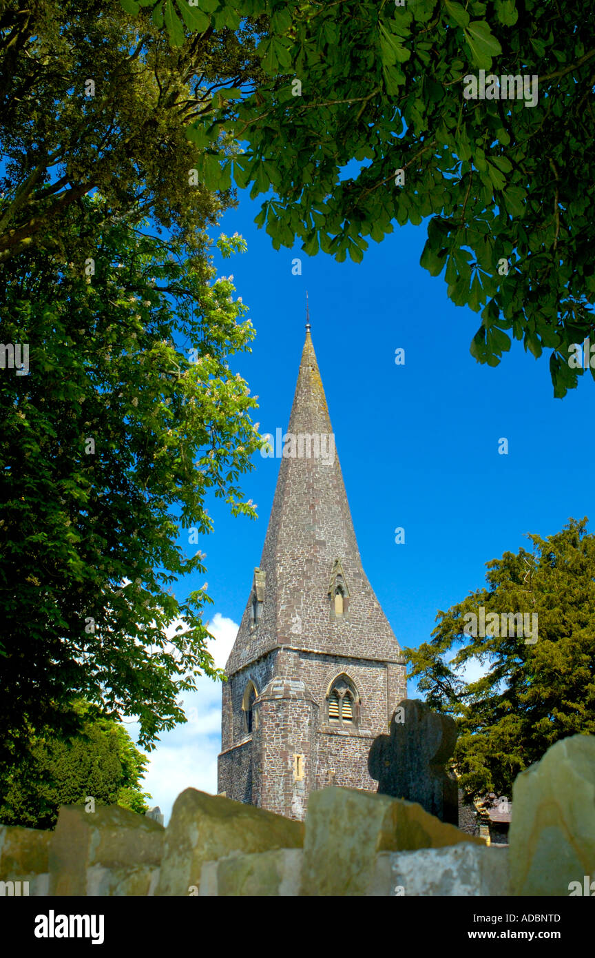 Llanddarog church spire Stock Photo - Alamy