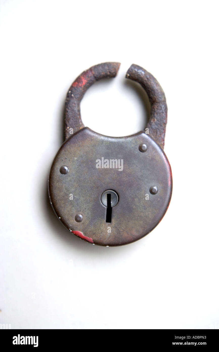 An old broken lock antique locks white background cutout style Stock ...