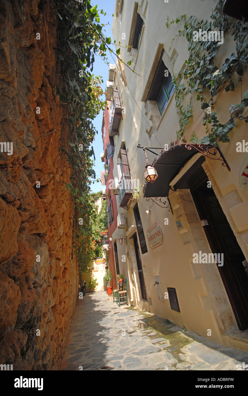 CRETE Narrow street near the outer harbour in Hania Stock Photo - Alamy