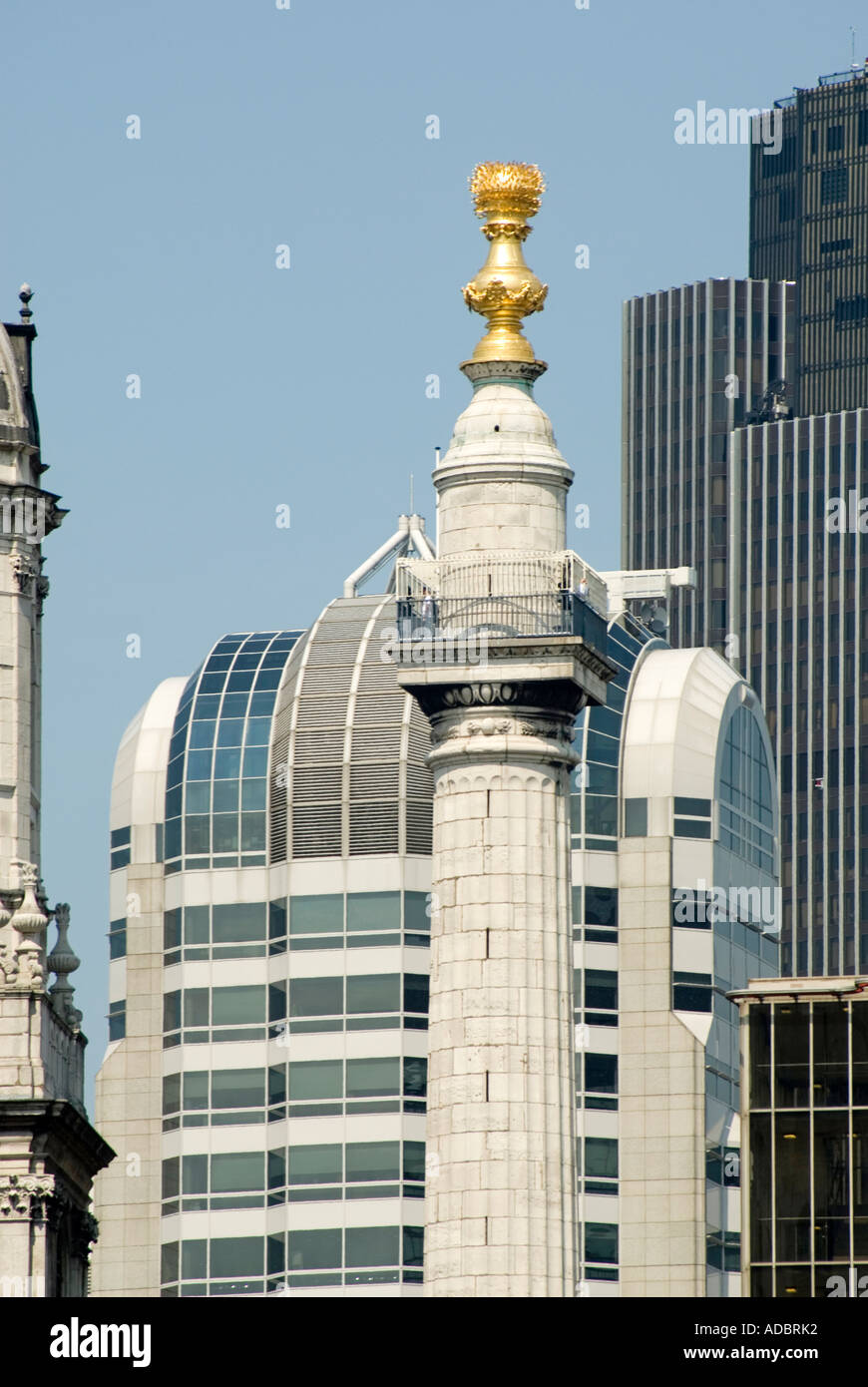 Viewing platform top of Monument memorial to the Great Fire of London ...