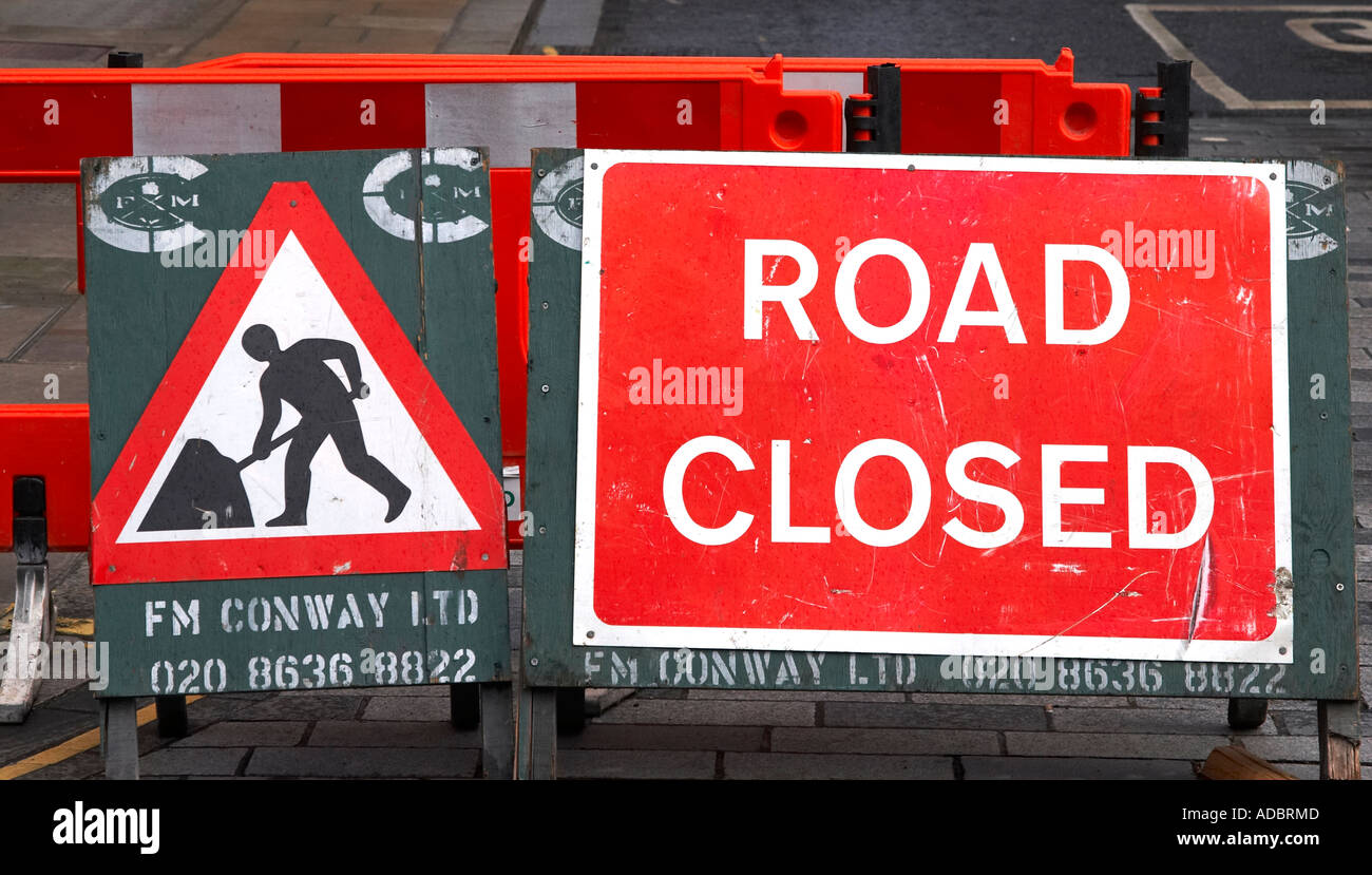 Road Closed traffic sign in London England UK Stock Photo - Alamy