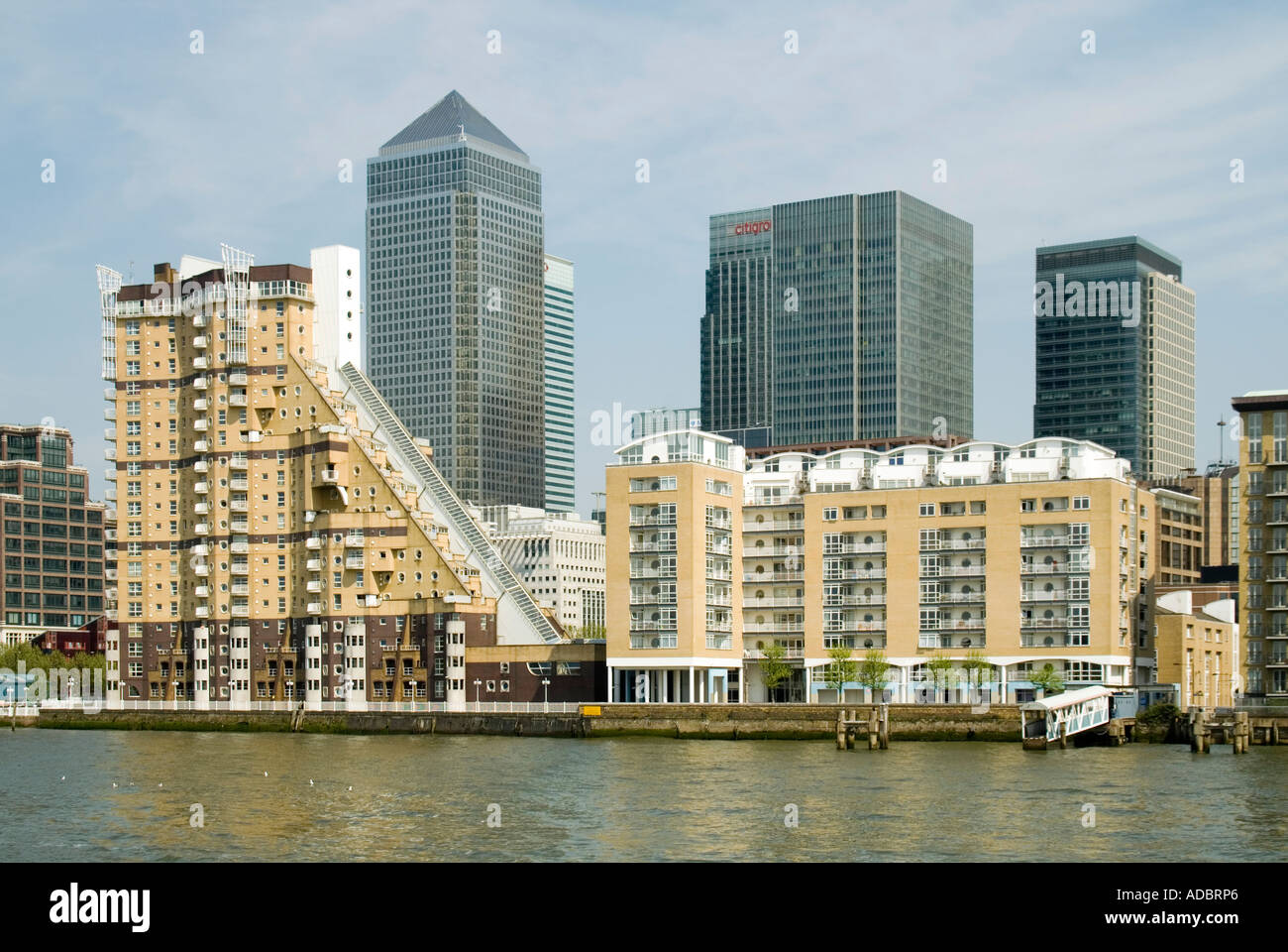River Thames riverside apartment block close to the Docklands Canary ...