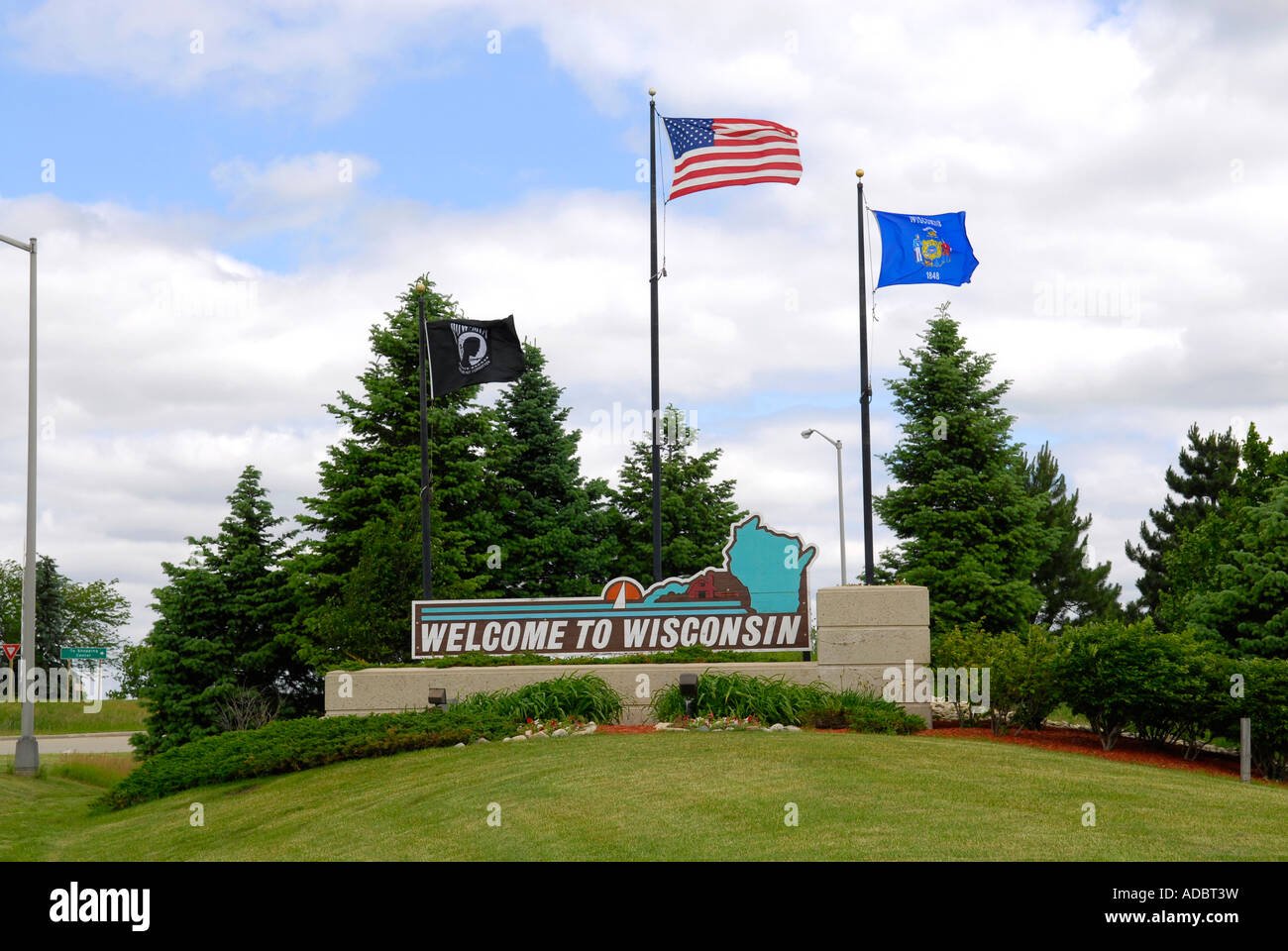 Welcome to Wisconsin sign entering the state on interstate I 94 Stock ...