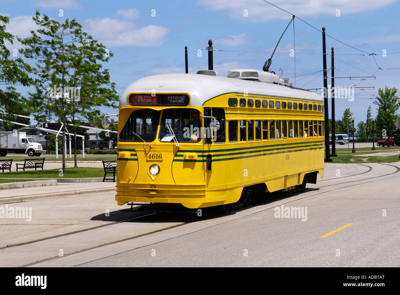 Electric powered trolley cars shuttle tourist and locals throughout the ...
