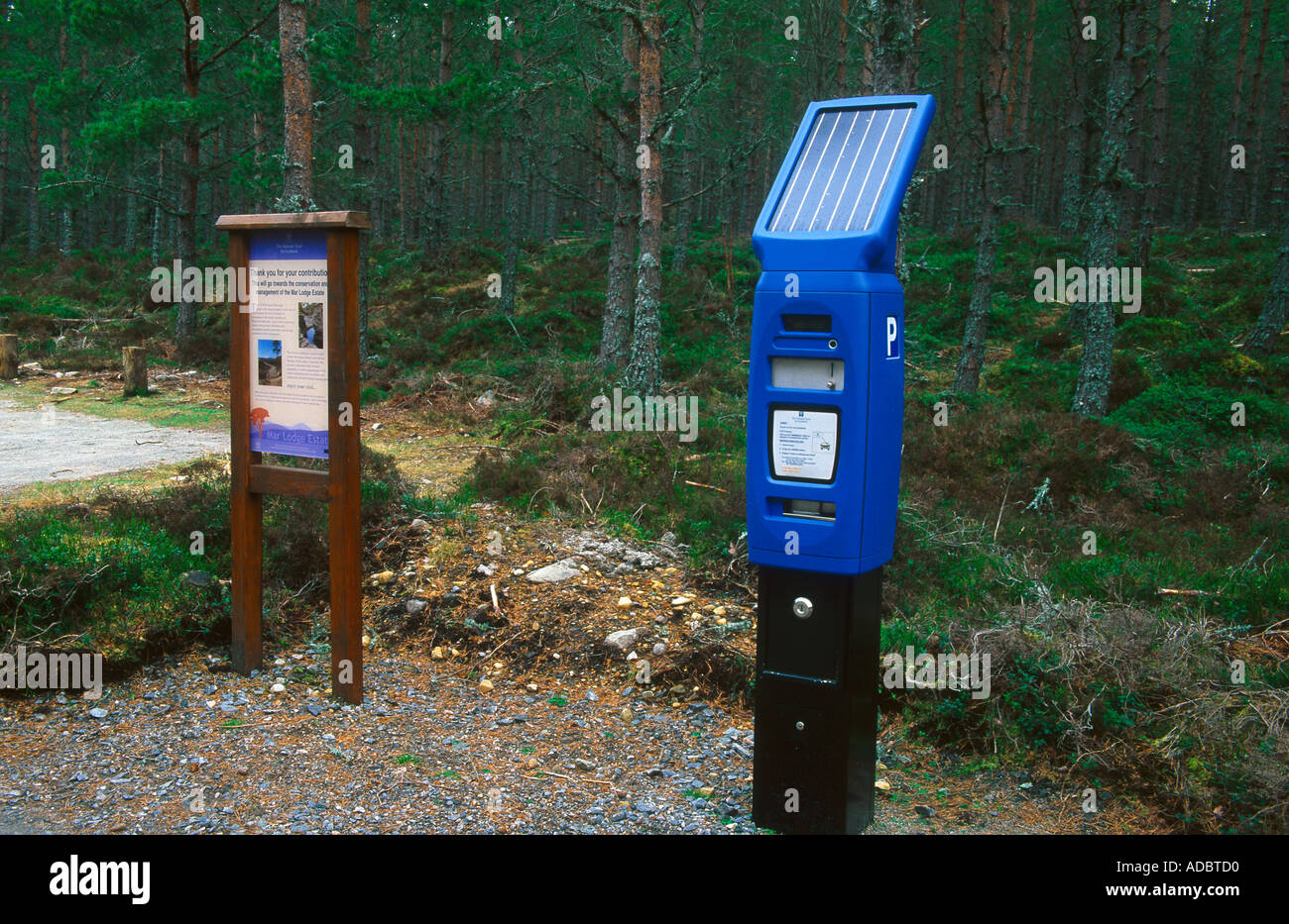 Solar powered parking ticket dispenser and information board Stock ...