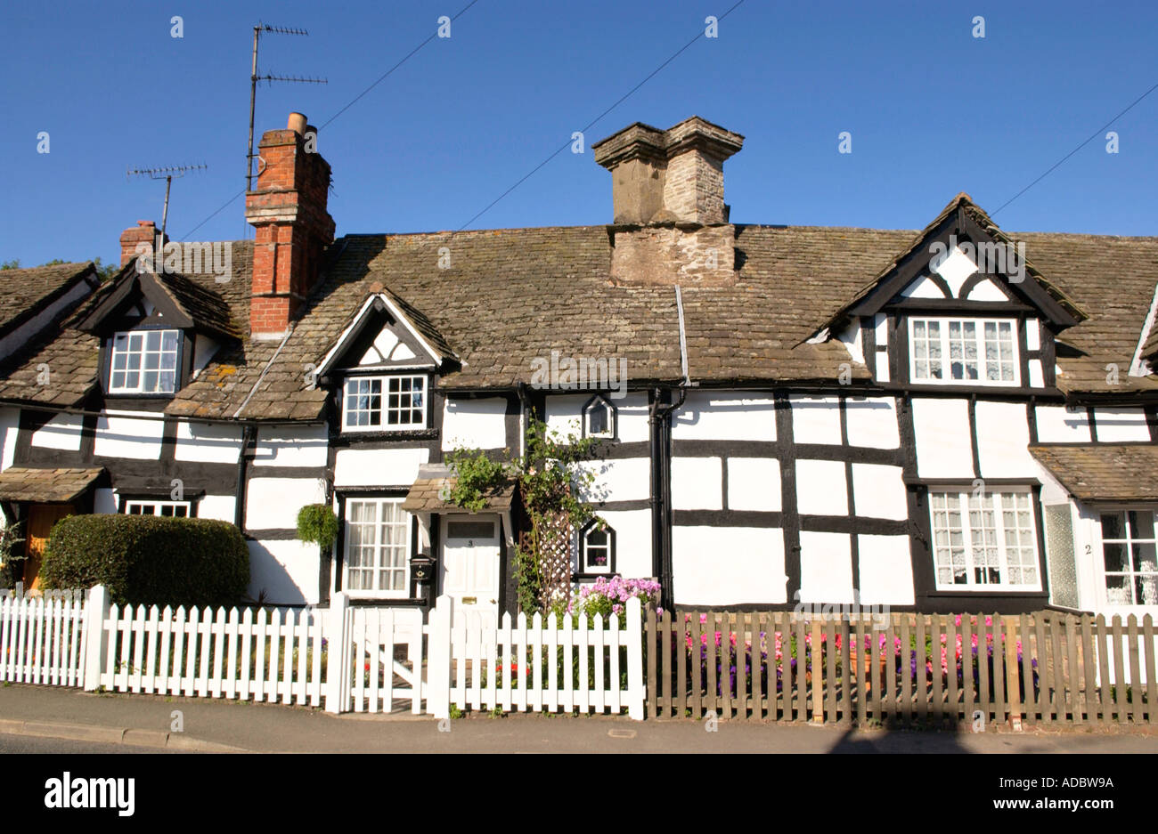 Picturesque timber framed cottages in village of Eardisley ...