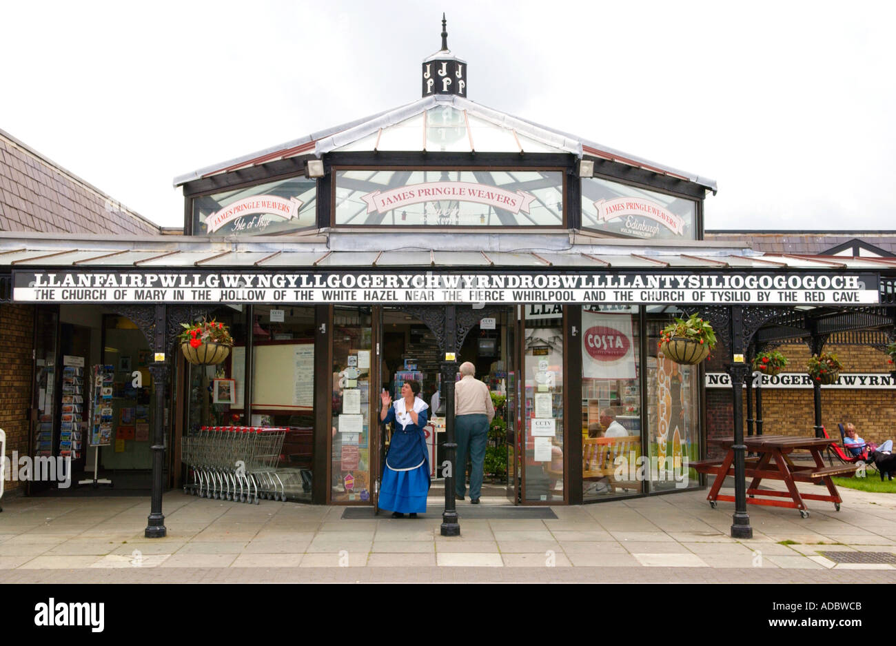 Exterior of James Pringle Weavers tourist gift shop at Llanfair PG ...