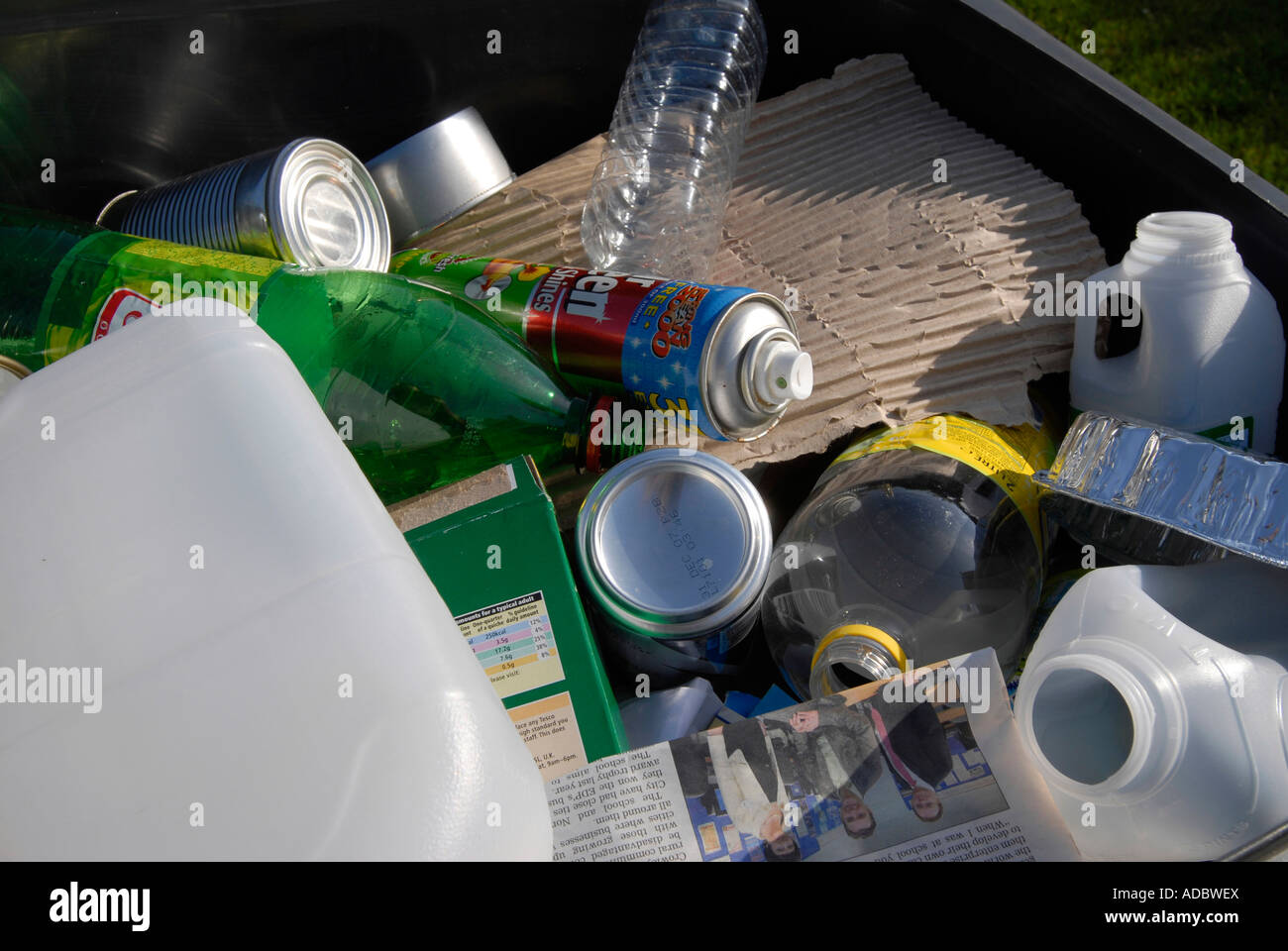Waste materials for recycling in a local authority recycling bin Stock ...