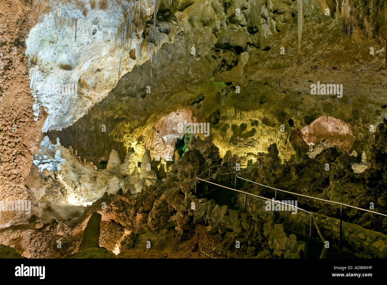 Carlsbad Caverns walk and chamber colorful Stock Photo - Alamy
