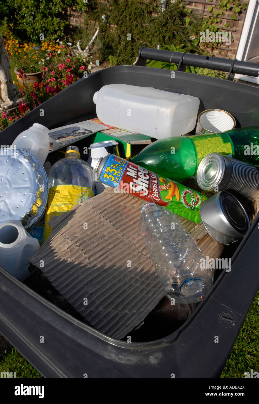 Waste materials for recycling in a local authority recycling bin Stock ...