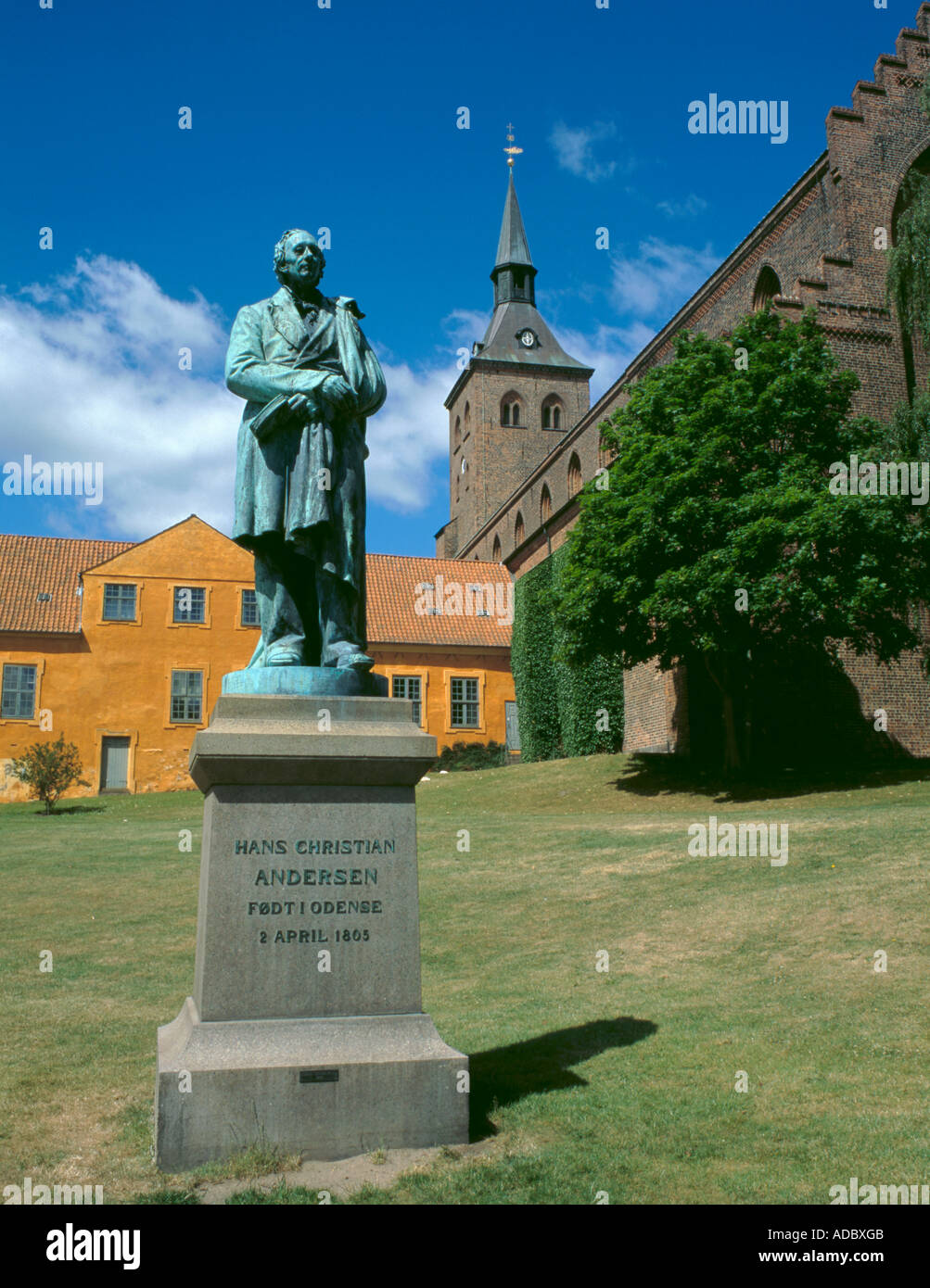 Statue of Hans Christian Anderson, with Skt Knuds Domkirke (Cathedral ...