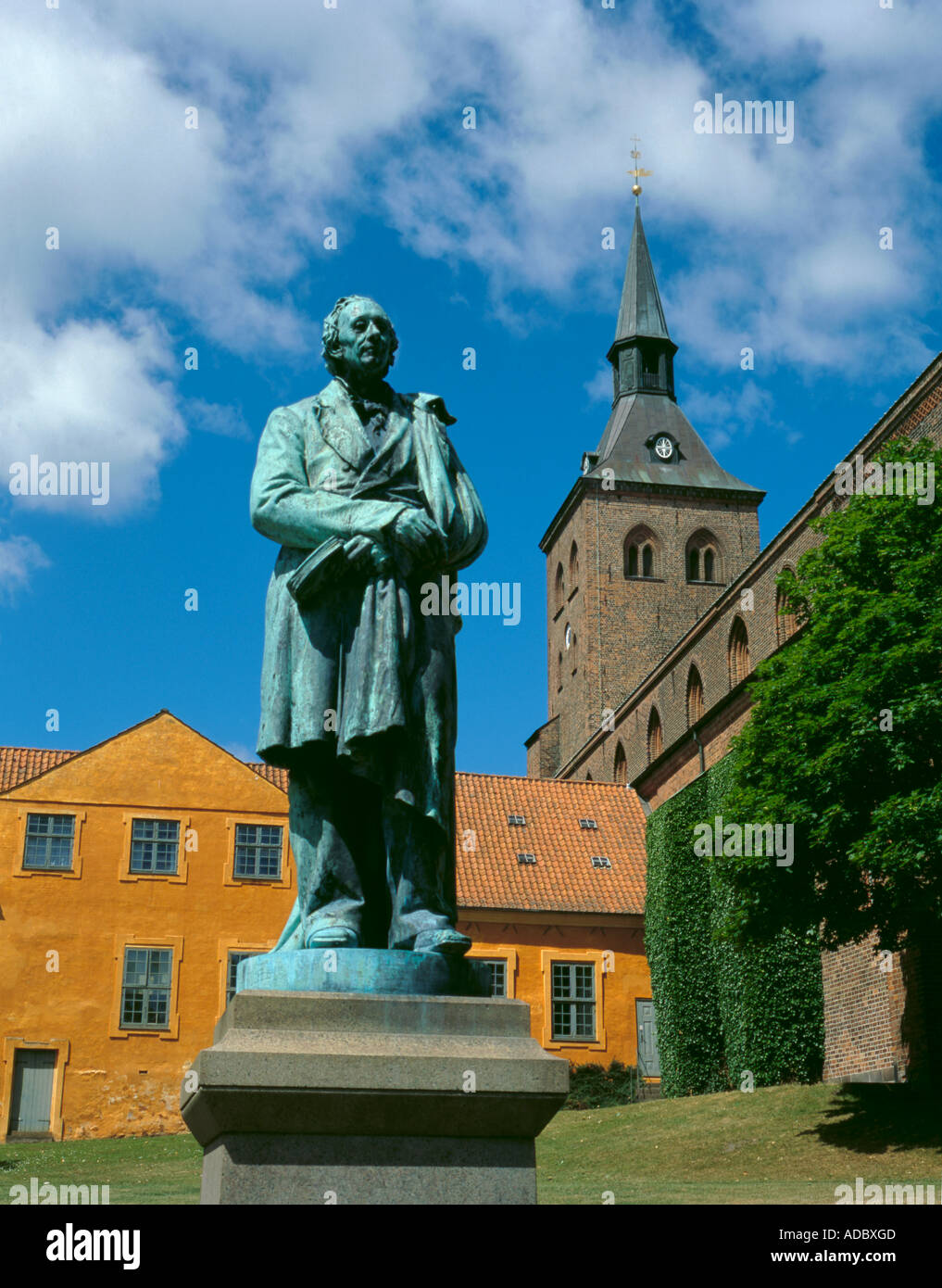 Statue of Hans Christian Anderson, with Skt Knuds Domkirke (Cathedral ...