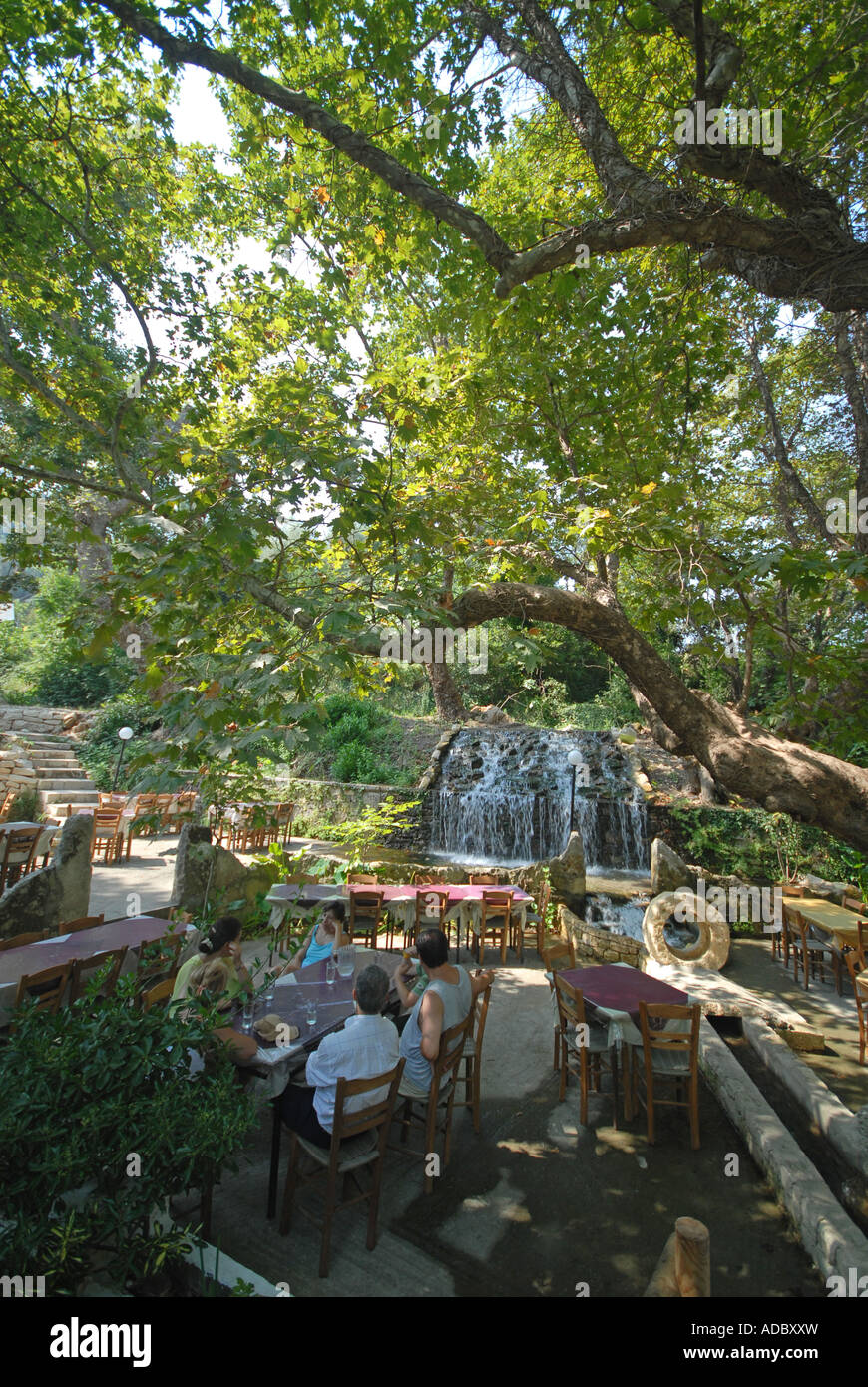 CRETE, GREECE. A shady spot in the valley of springs below Argiroupolis ...