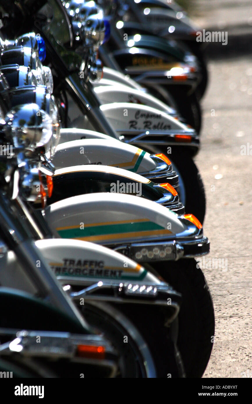 Long Line of Police Motorcycle Front Wheels Stock Photo - Alamy