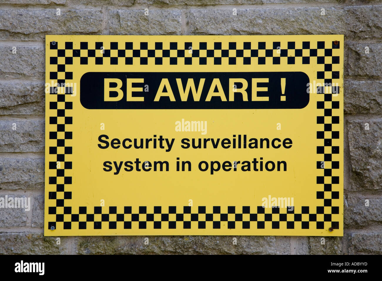 Be aware security surveillance system warning sign on the Pavilion ...