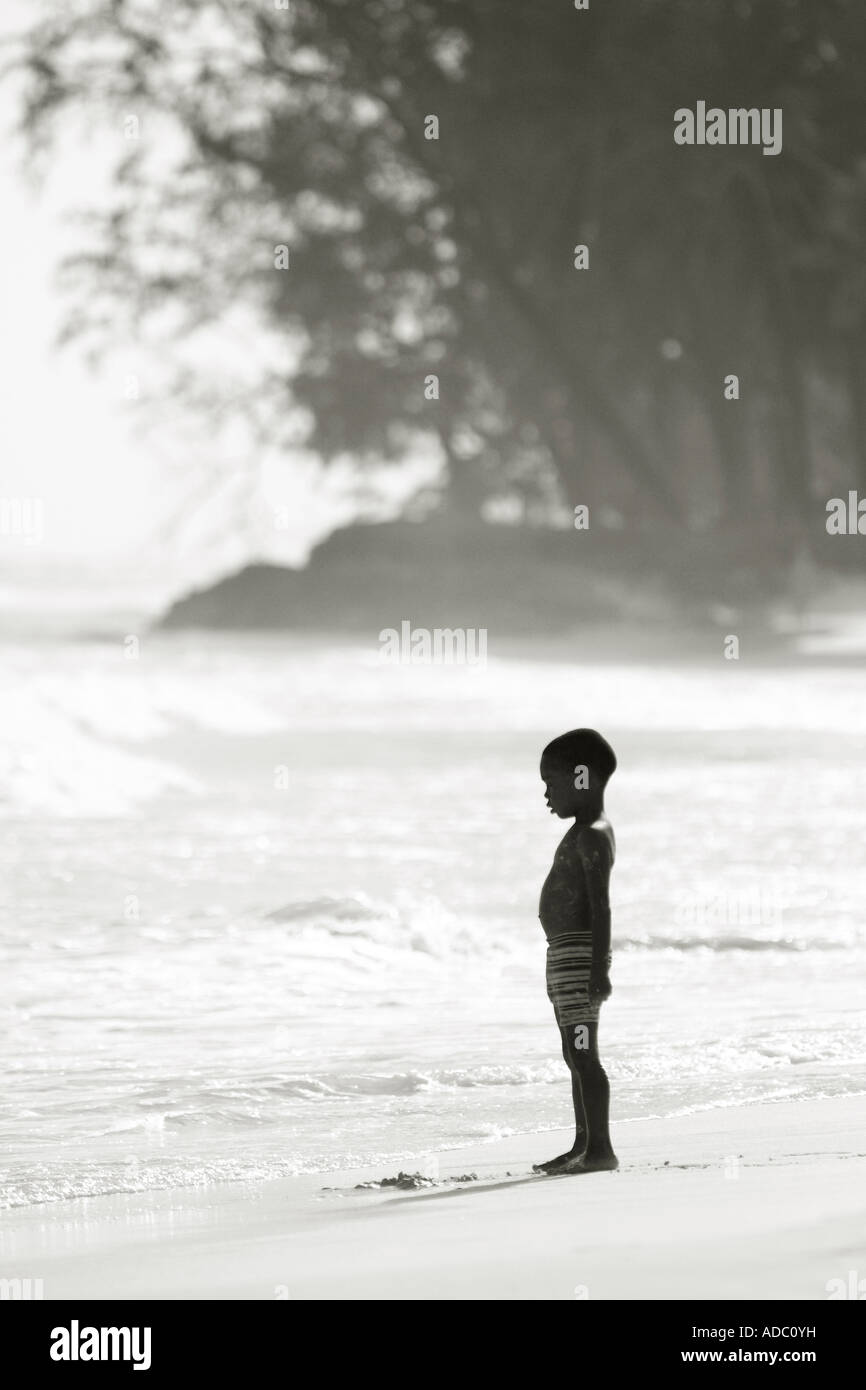 A small boy on a beach Stock Photo - Alamy