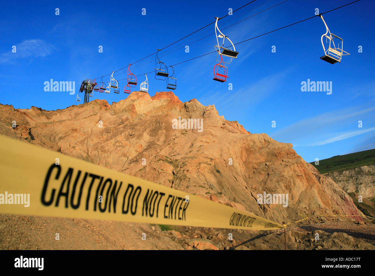 alum bay cliff collapse isle of wight Stock Photo - Alamy