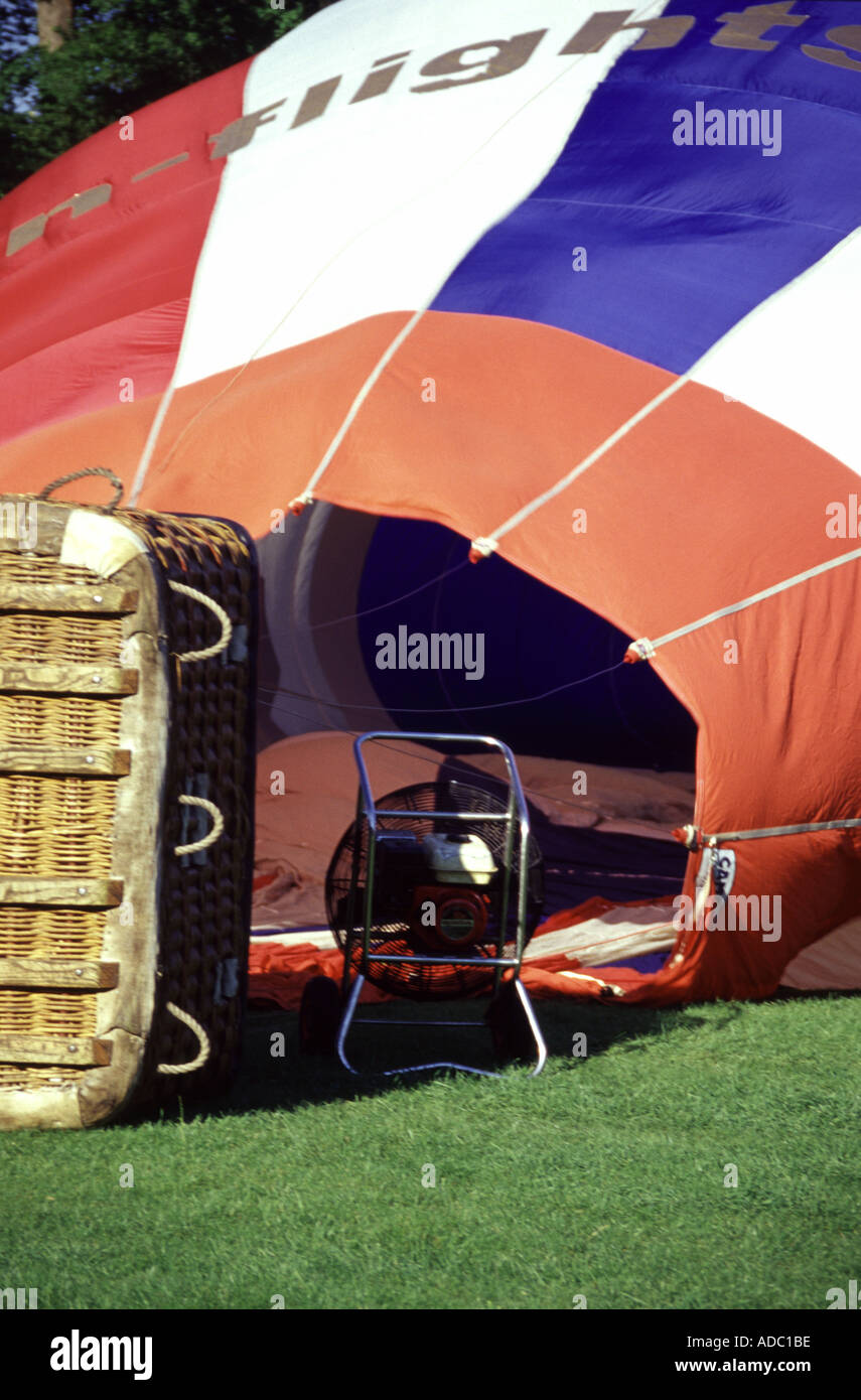Hot air balloon inflation Stock Photo - Alamy