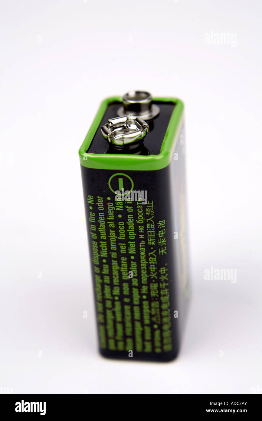 Nine volt battery isolated on white background Stock Photo - Alamy