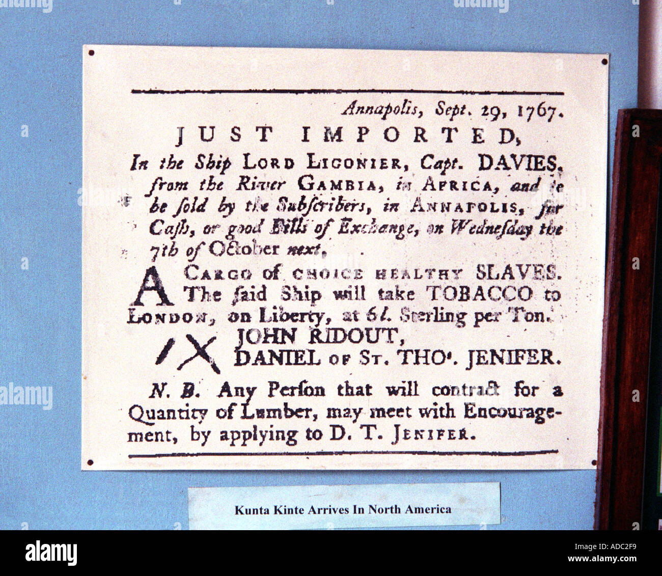 A sign about the famous Kunta Kinta in The Gambia West Africa Stock ...