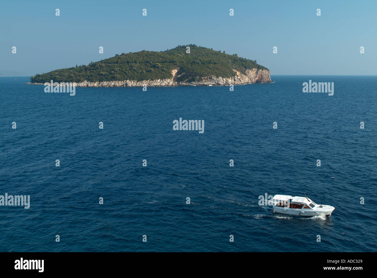 Island of Lokrum in the Adriatic with a Boat in the Sea Taken from the ...