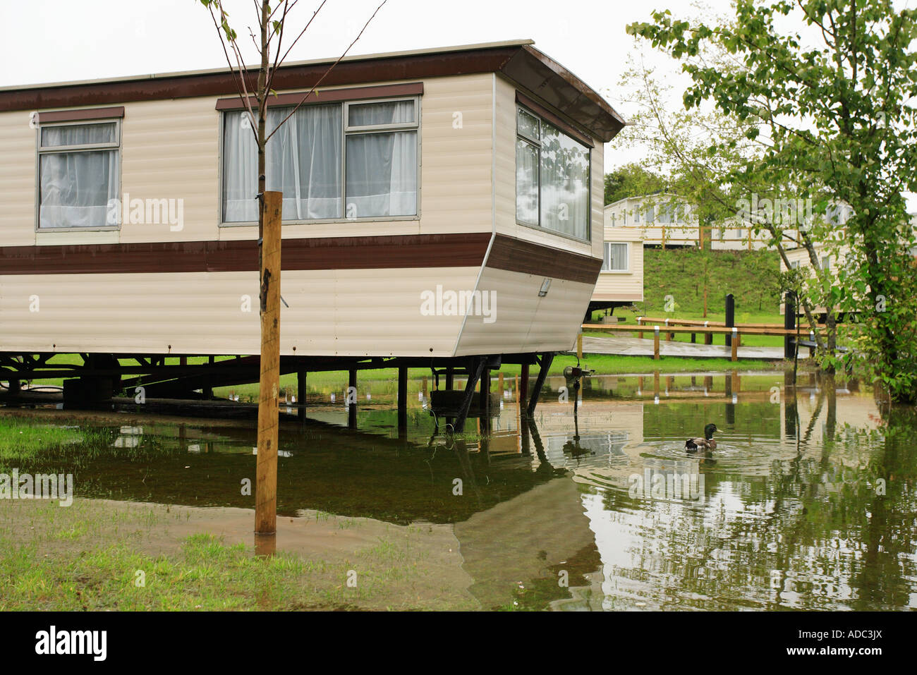 wet british caravan holiday in the isle of wight Stock Photo - Alamy