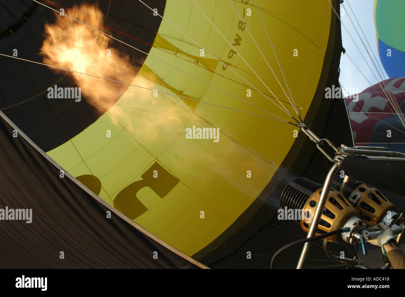 hot air balloon being inflated Stock Photo - Alamy