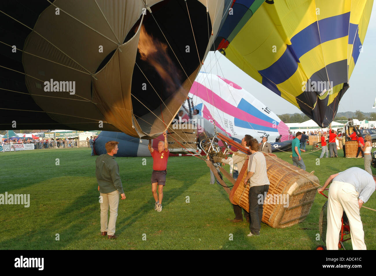 hot air balloon being inflated Stock Photo - Alamy