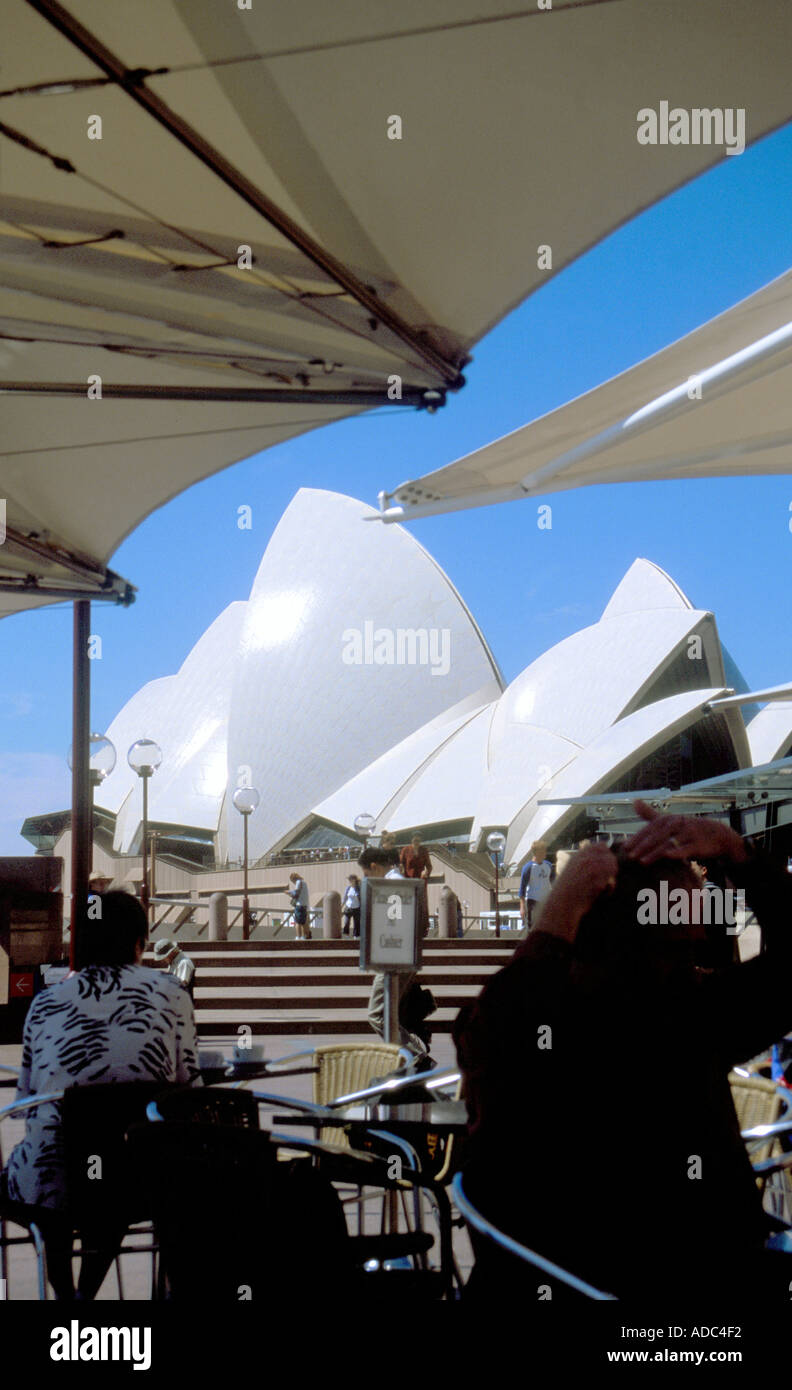 View of Sydney Opera House from near by cafe Australia Stock Photo - Alamy
