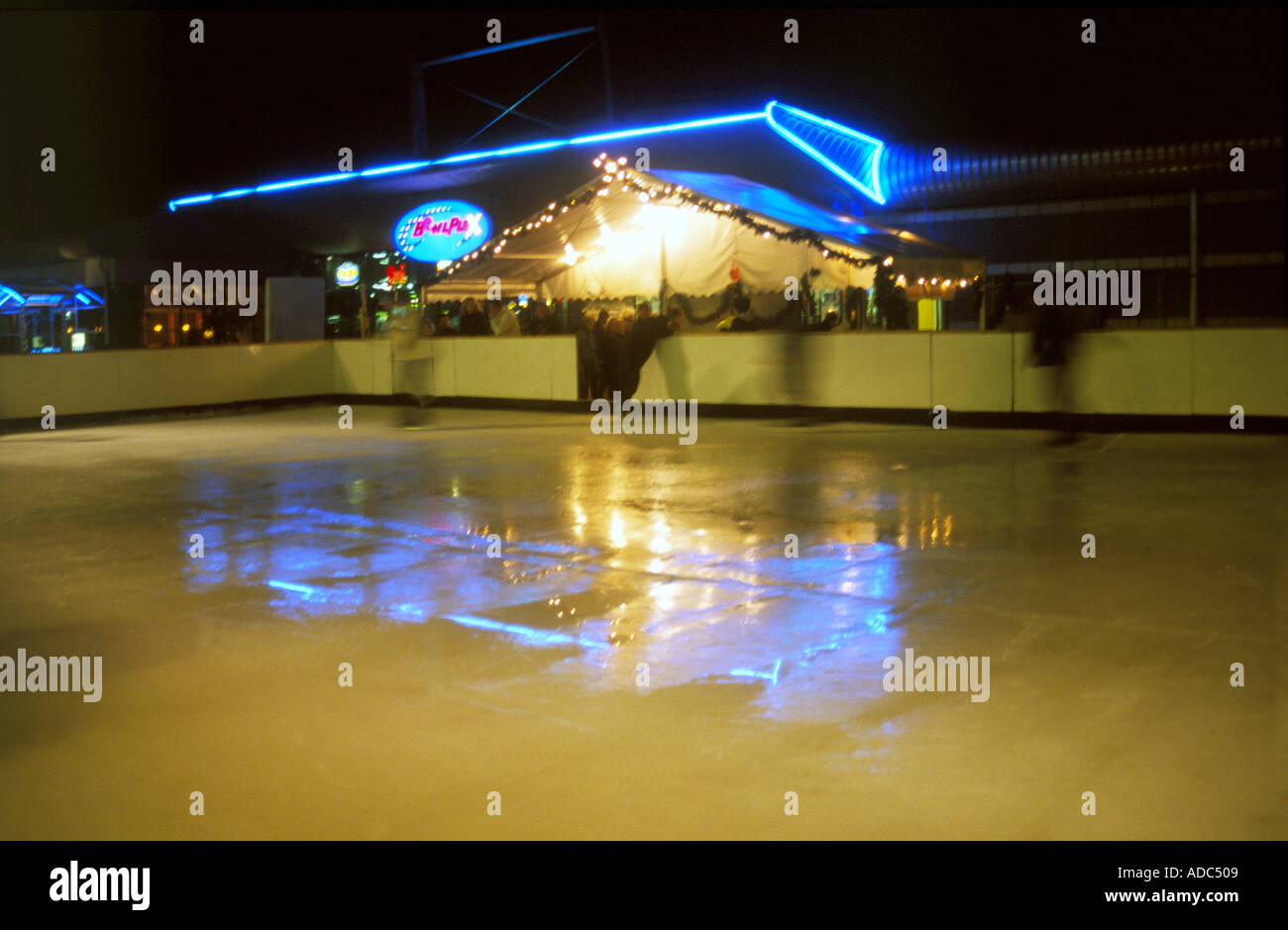 Outdoor ice skating rink during Christmas season at Brighton Marina ...
